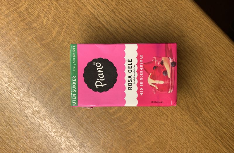 Rosa gelé med bringebærsmak, uten sukker, Piano | Noba